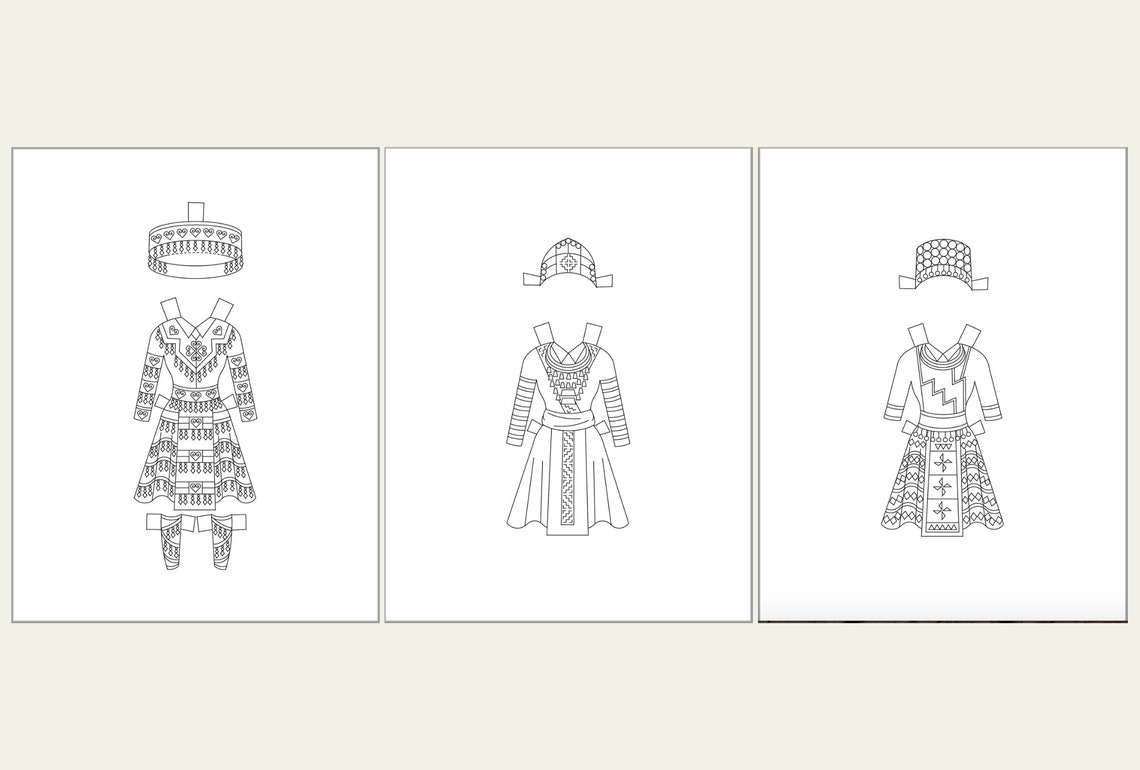 Hmong Paper Doll Coloring Pages, Printable, Hmong Clothes, Kids ...