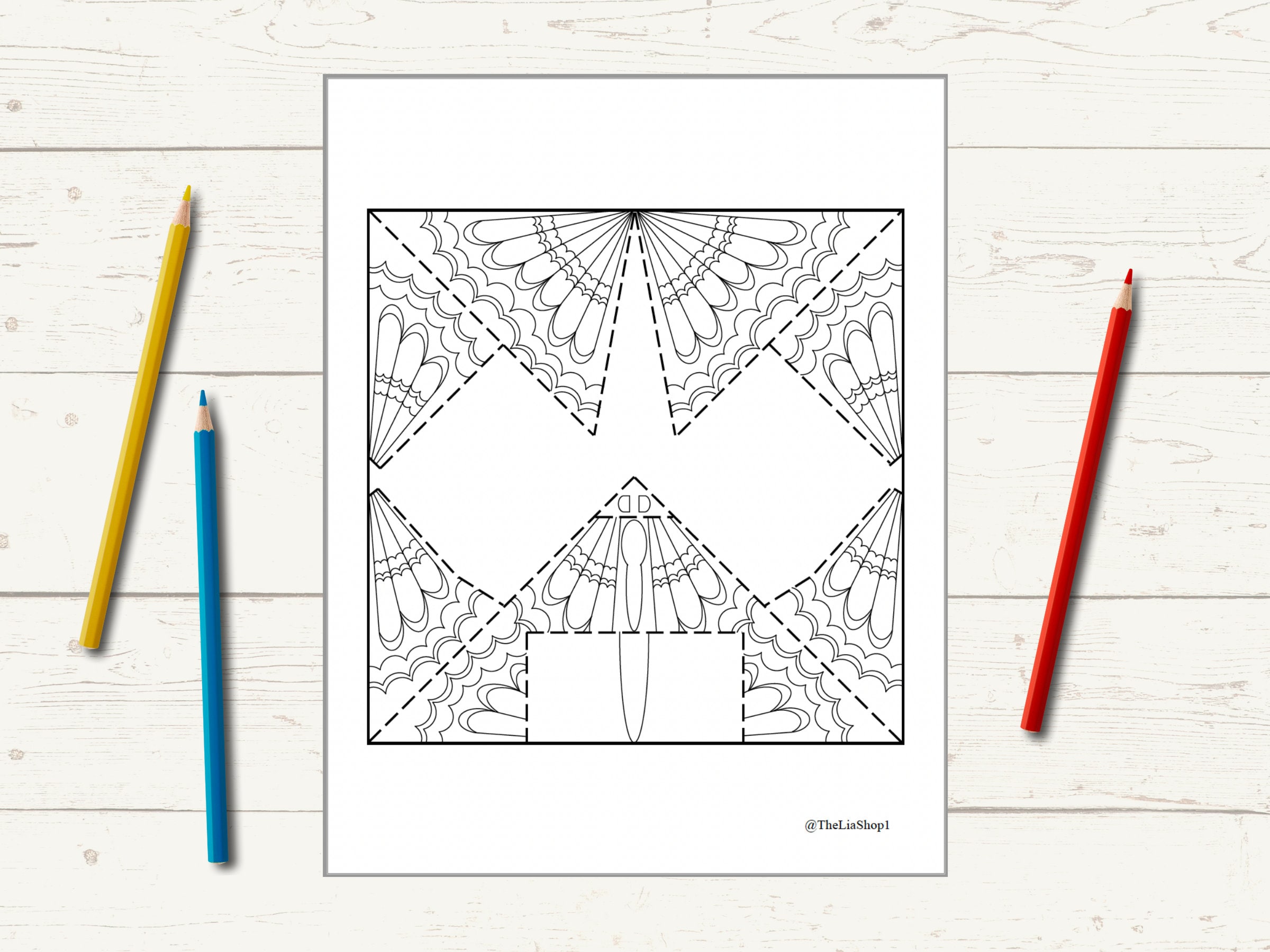 Origami Butterfly Coloring Pages, Set 2, Printable, Paper Crafts, Adult ...