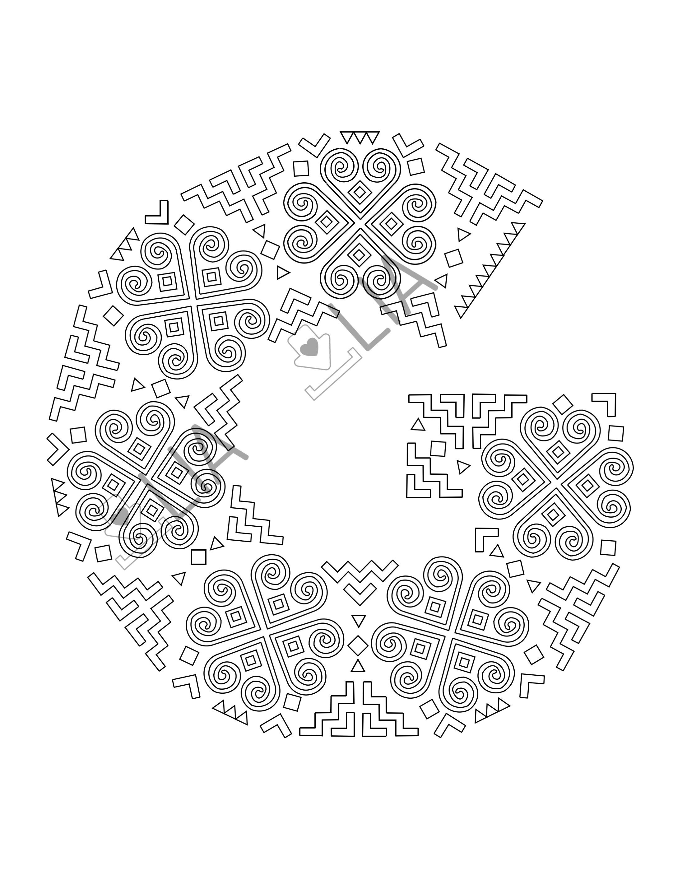 HMONG Letters Coloring Pages, Heart Symbol, Printable, Adult Coloring ...