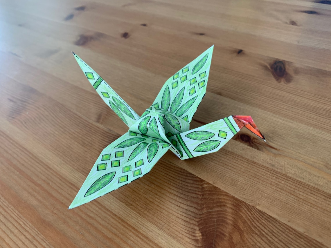 Origami Crane Coloring Pages, Printable, Arts and Crafts, Adult ...
