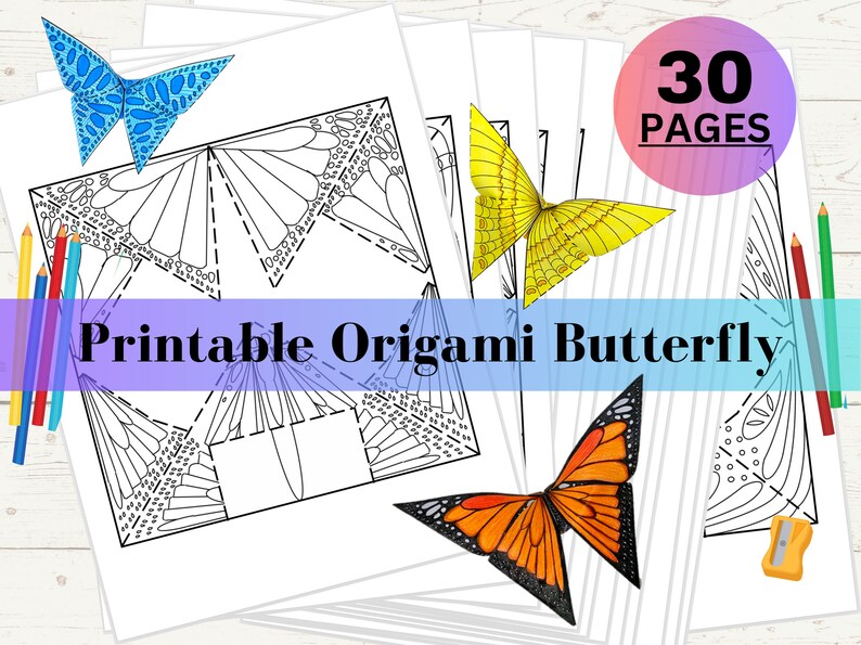 Origami Butterfly Coloring Pages, Printable, Instant Download, Art ...