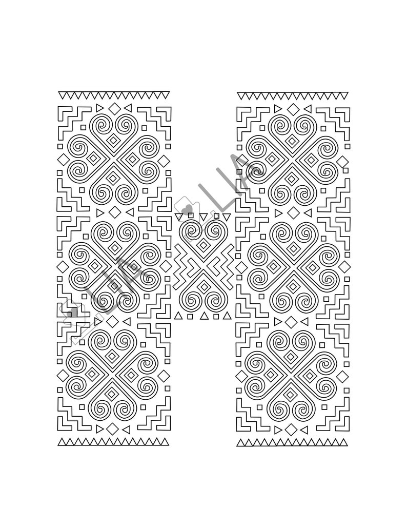 HMONG Letters Coloring Pages, Heart Symbol, Printable, Adult Coloring ...