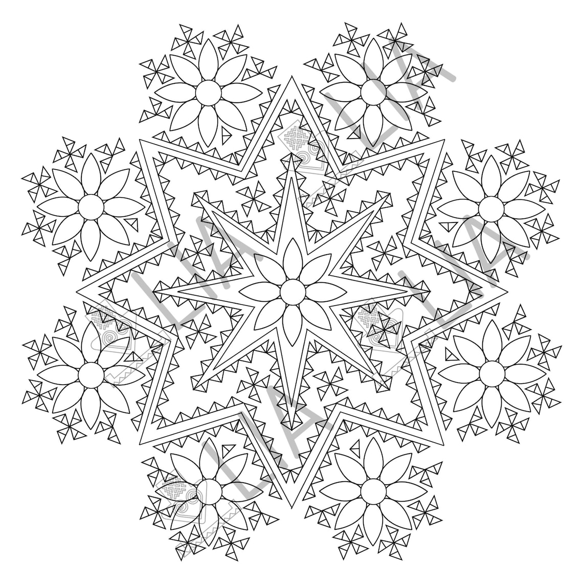 Hmong Mandala Coloring Pages, Printable, Wall Art, Wall Decor, Adult ...