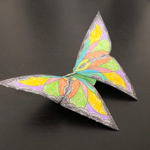 Origami Butterfly Coloring Pages, Set 4, Printable, Paper Crafts, Adult ...