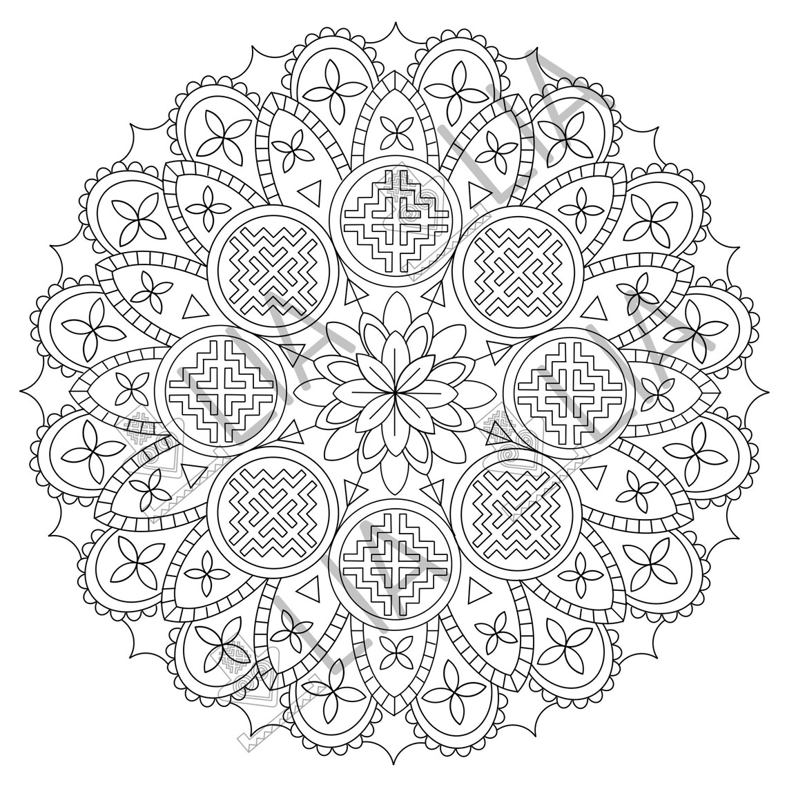 Hmong Mandala Coloring Pages, Printable, Wall Art, Wall Decor, Adult ...