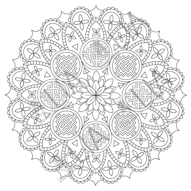 Hmong Mandala Coloring Pages, Printable, Wall Art, Wall Decor, Adult ...