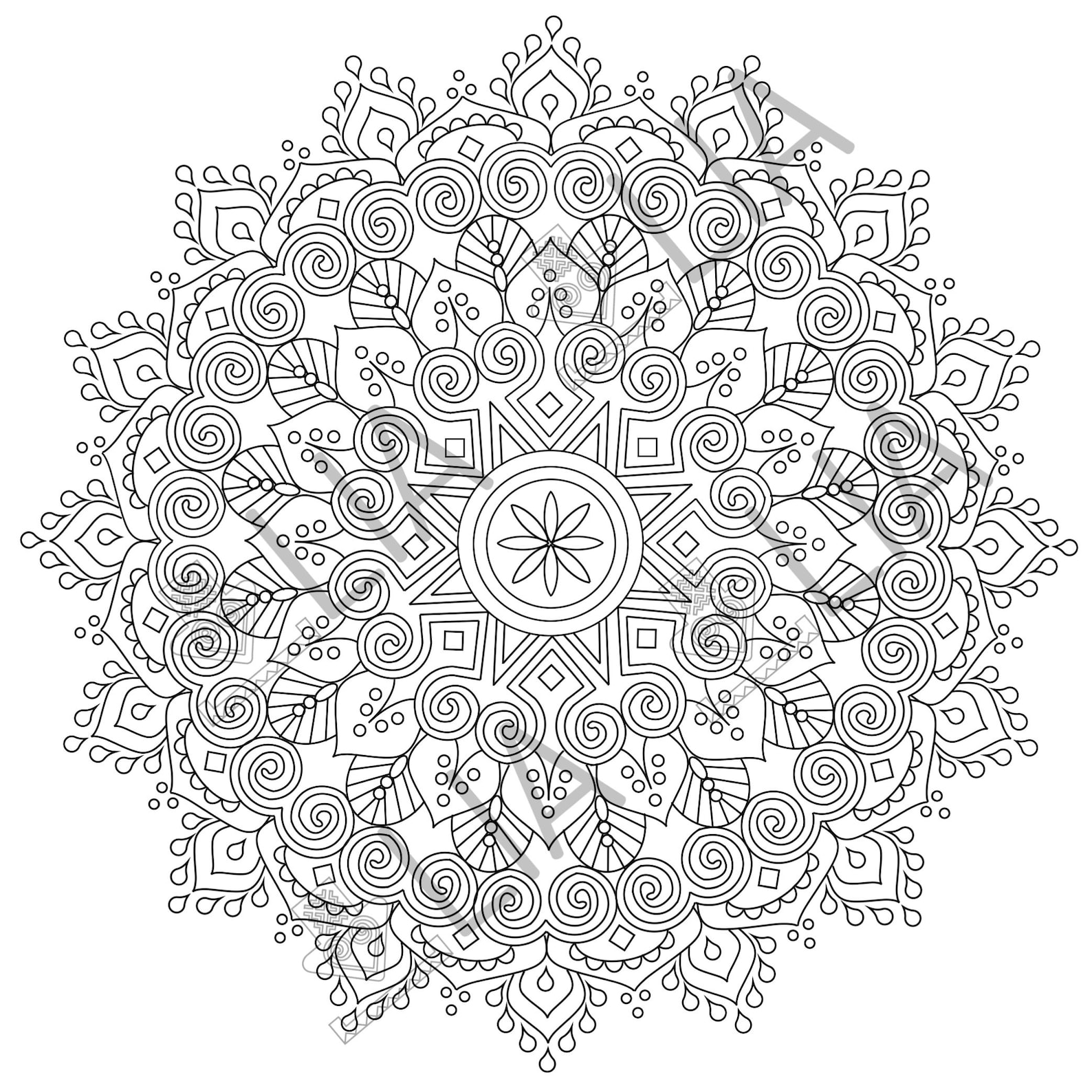 Hmong Mandala Coloring Pages, Printable, Wall Art, Wall Decor, Adult ...