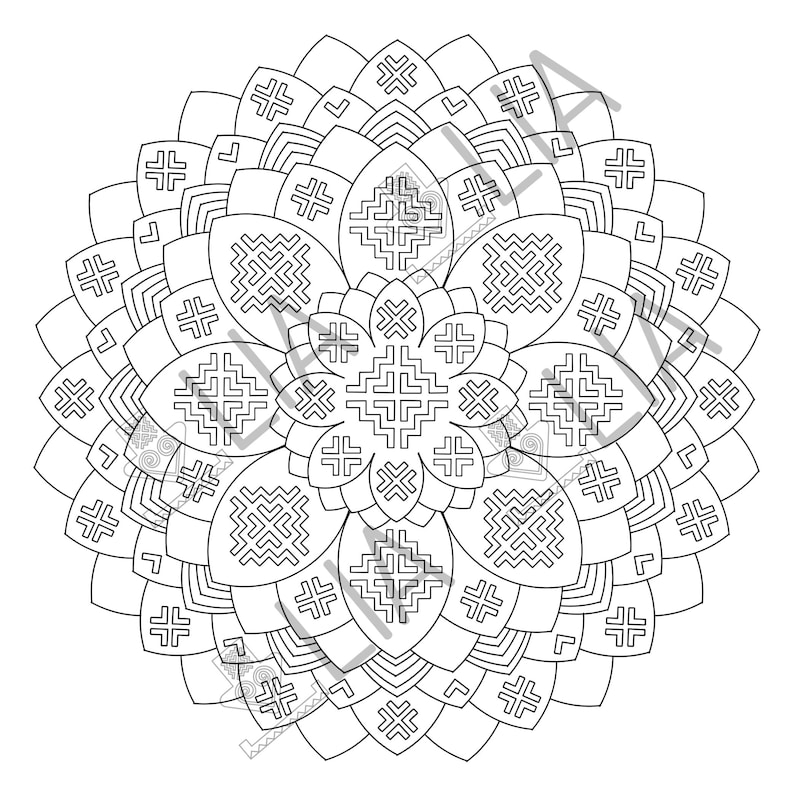 Hmong Mandala Coloring Pages, Printable, Wall Art, Wall Decor, Adult ...