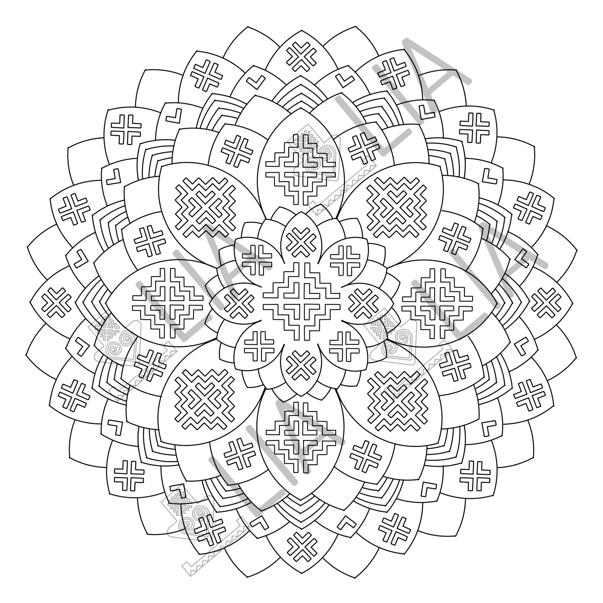 Hmong Mandala Coloring Pages, Printable, Wall Art, Wall Decor, Adult ...