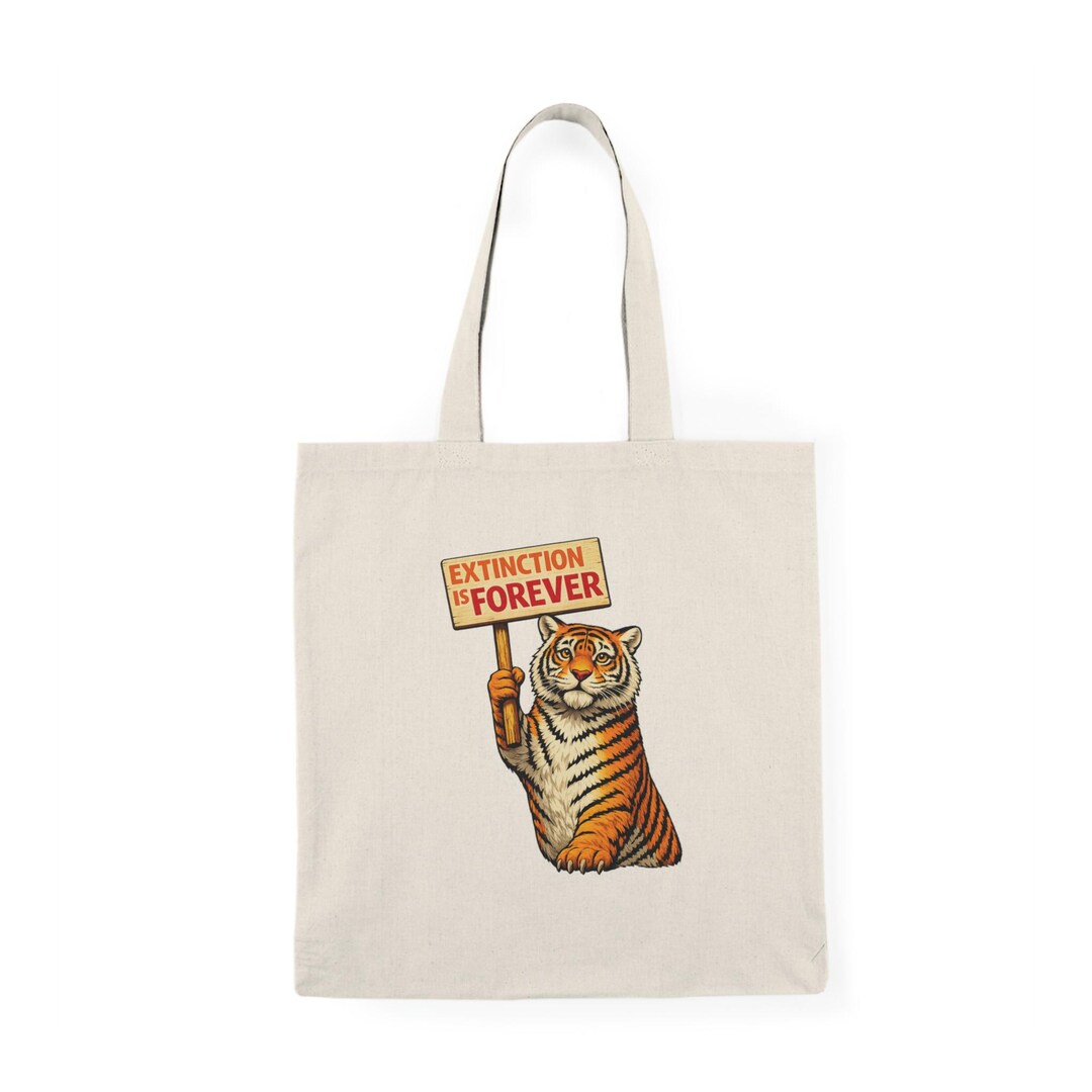 Tiger Holding 'extinction is Forever' Sign Tote Bag | Conservation ...