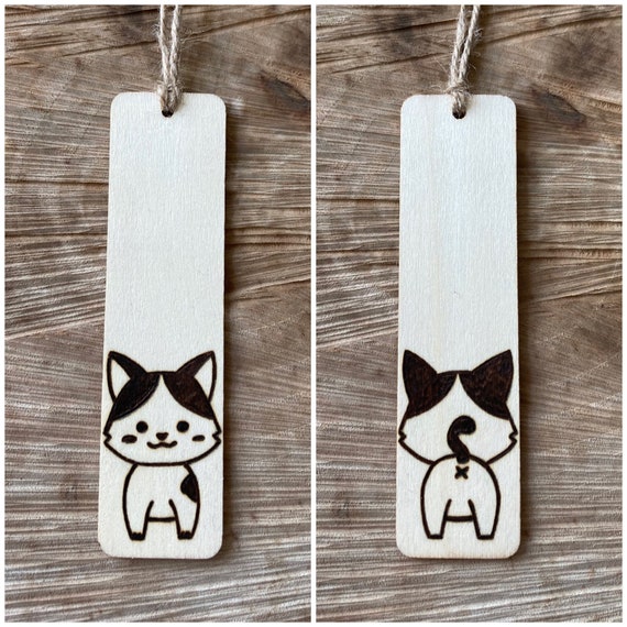 Cat Pyrography Bookmark Front & Back Design Gift for - Etsy