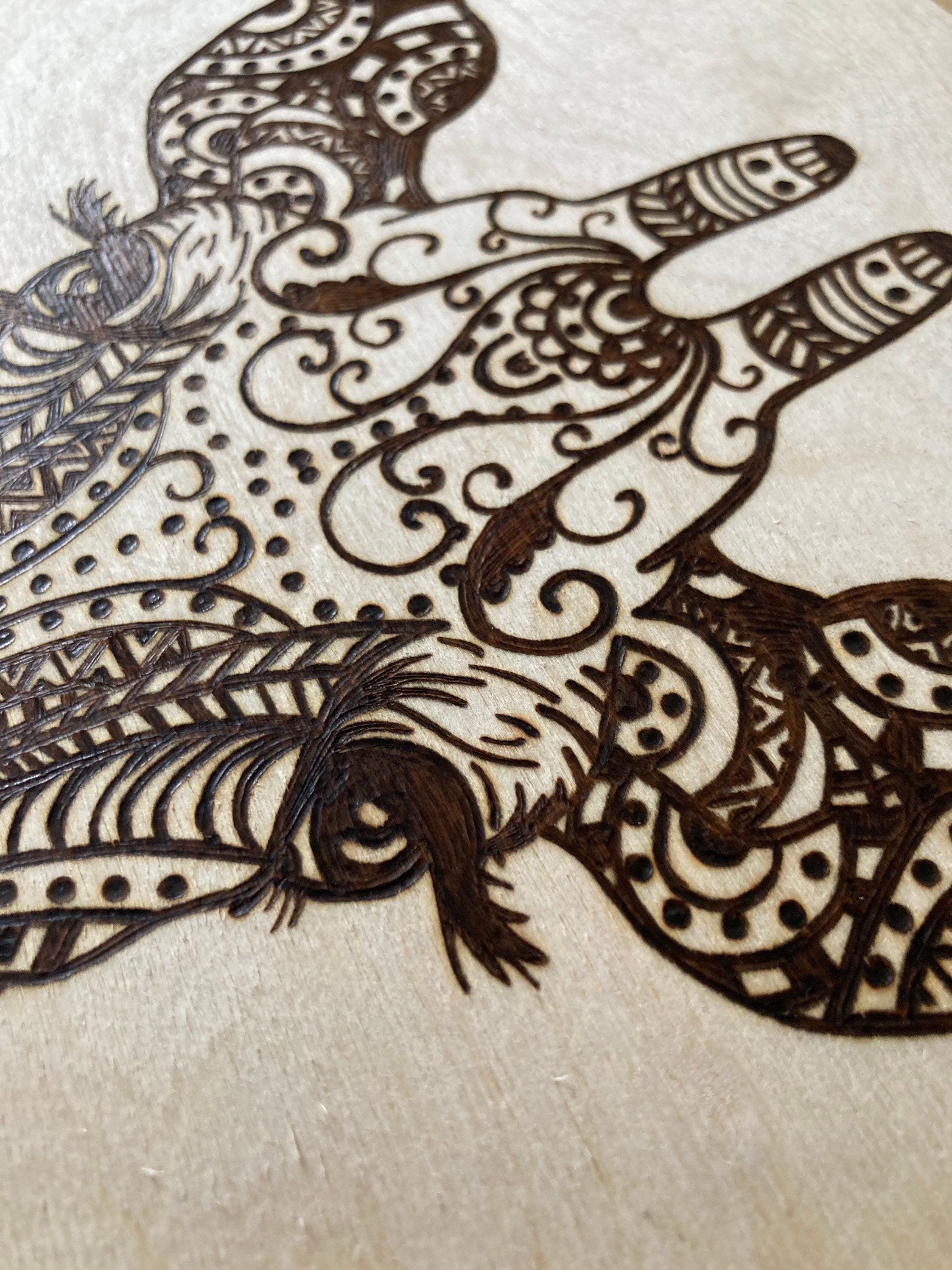 Giraffe Pyrography Art Rustic Home Decor Mandala Wood Wall - Etsy