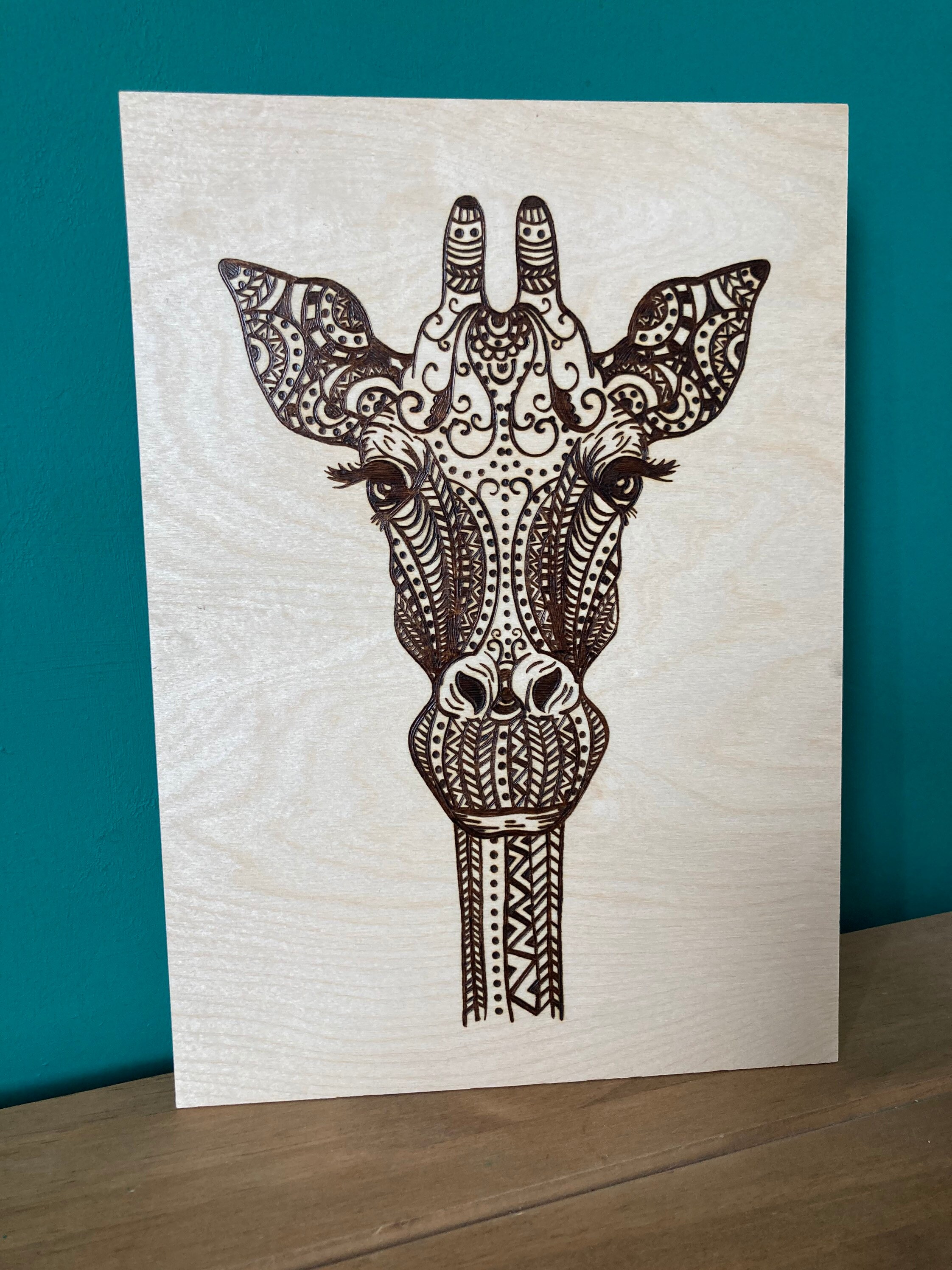 Giraffe Pyrography Art Rustic Home Decor Mandala Wood Wall - Etsy