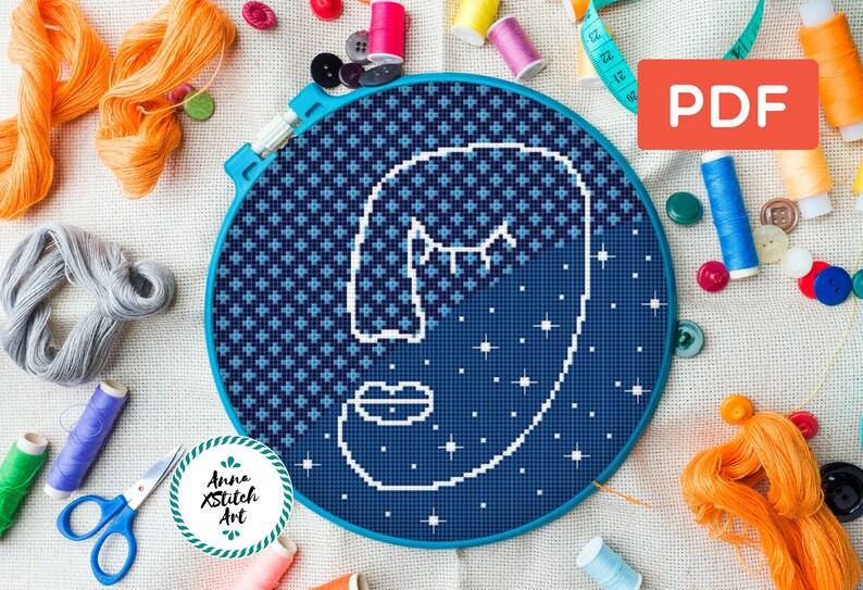 Abstract Cross Stitch Pattern Face Cross Stitch Geometric - Etsy