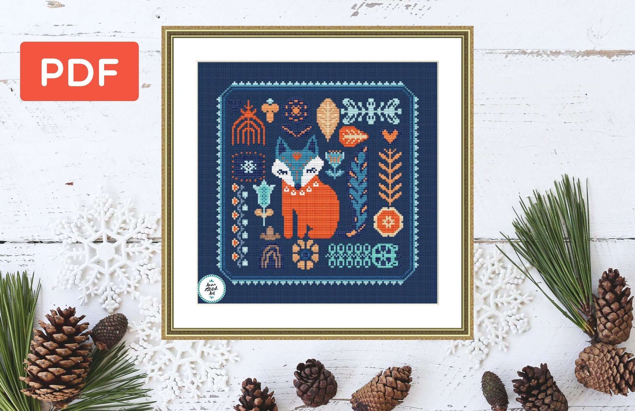 Scandinavian art cross stitch folk cross stitch pattern | Etsy