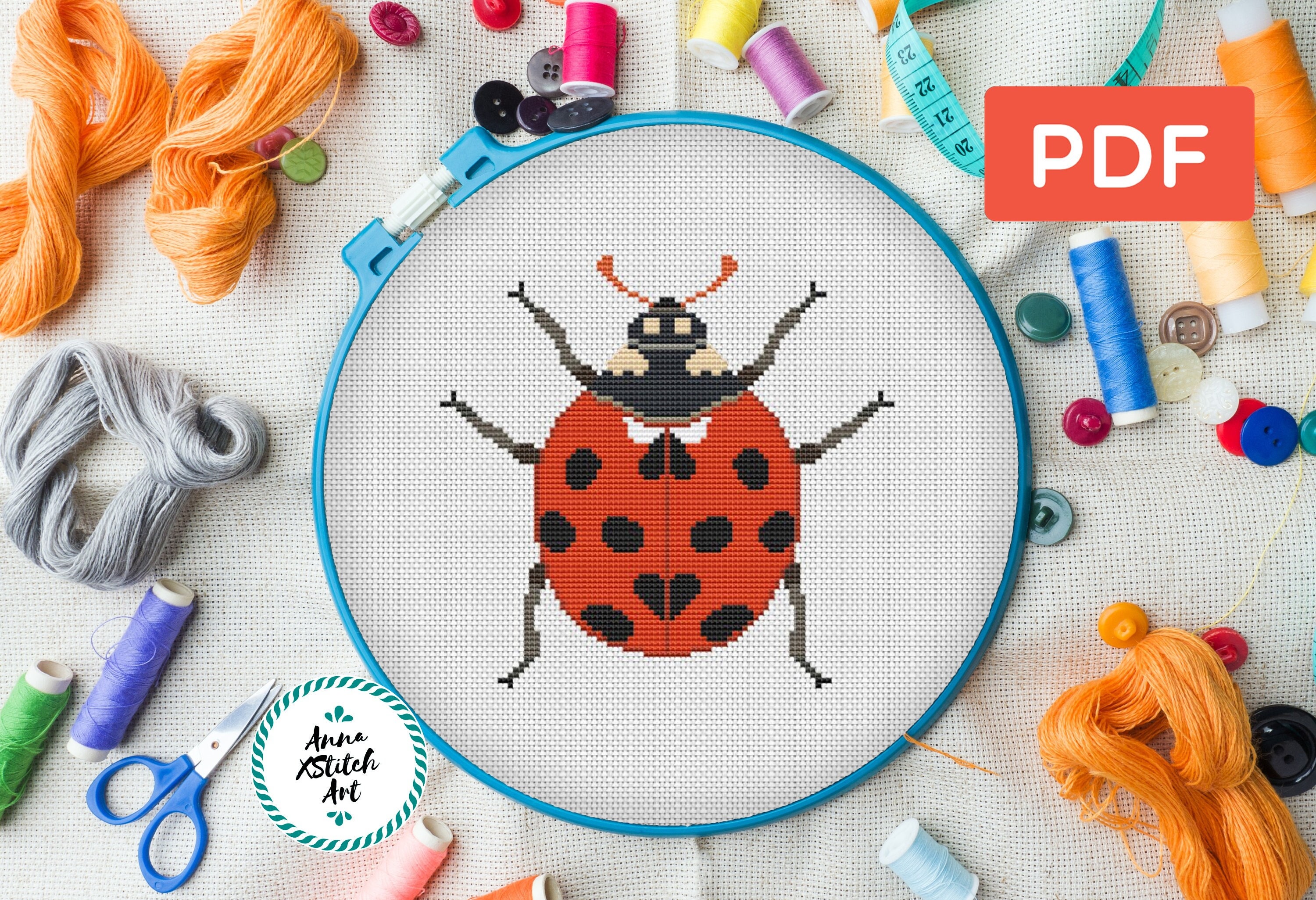 Ladybug Cross Stitch Pattern, Beetle Cross Stitch, Bug, Insect ...