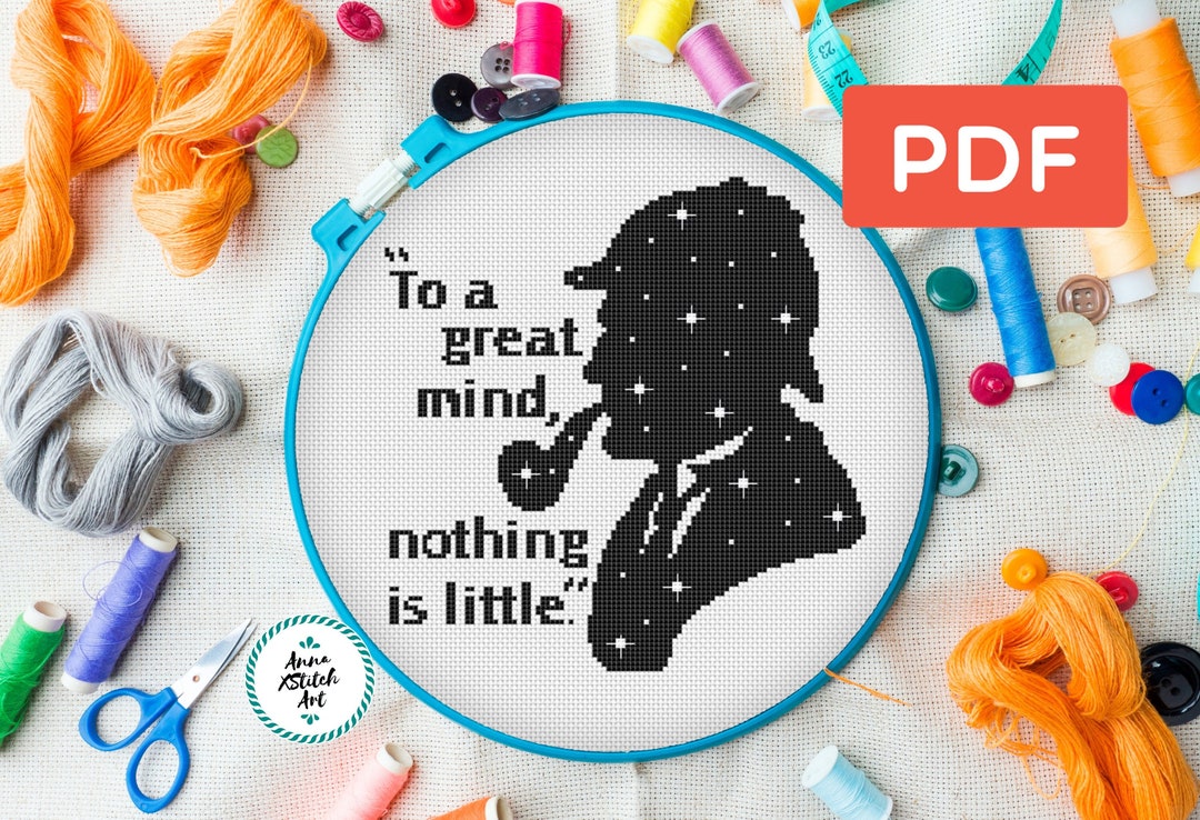 Sherlock Holmes Modern Cross Stitch Pattern, Primitive Counted Cross ...