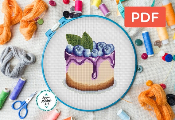 Colorful Cake Cross Stitch Pattern Modern Kitchen Cross | Etsy