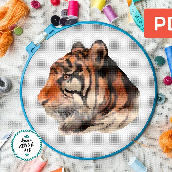 Tiger Watercolor Cross Stitch - Etsy