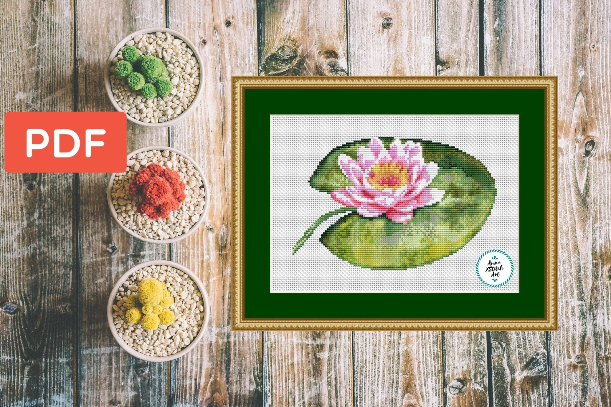 Lotus Cross Stitch Pattern Plant Floral Bright Botanical - Etsy