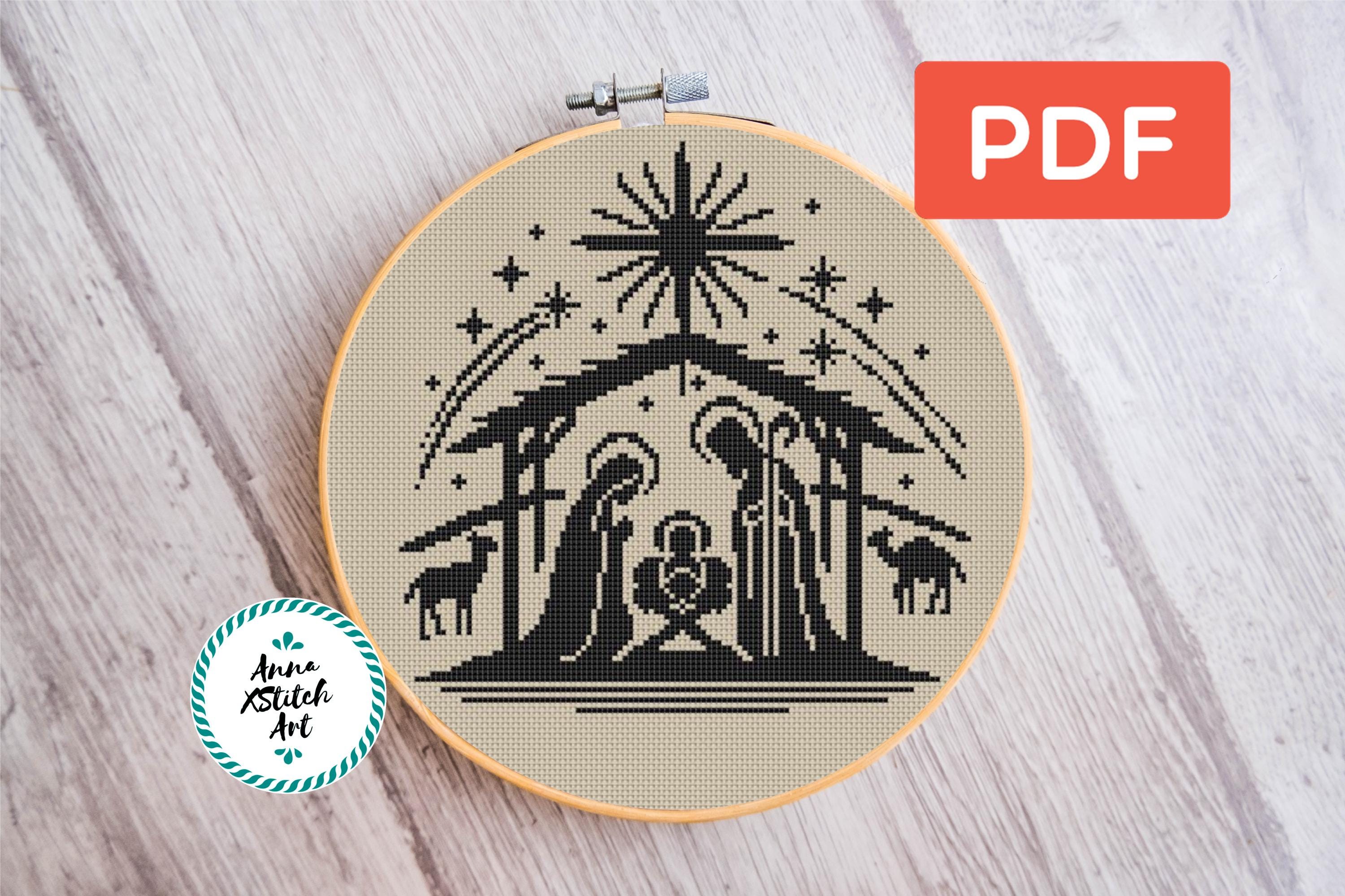 Nativity Scene Cross Stitch Pattern: Christmas Manger Embroidery (PDF ...