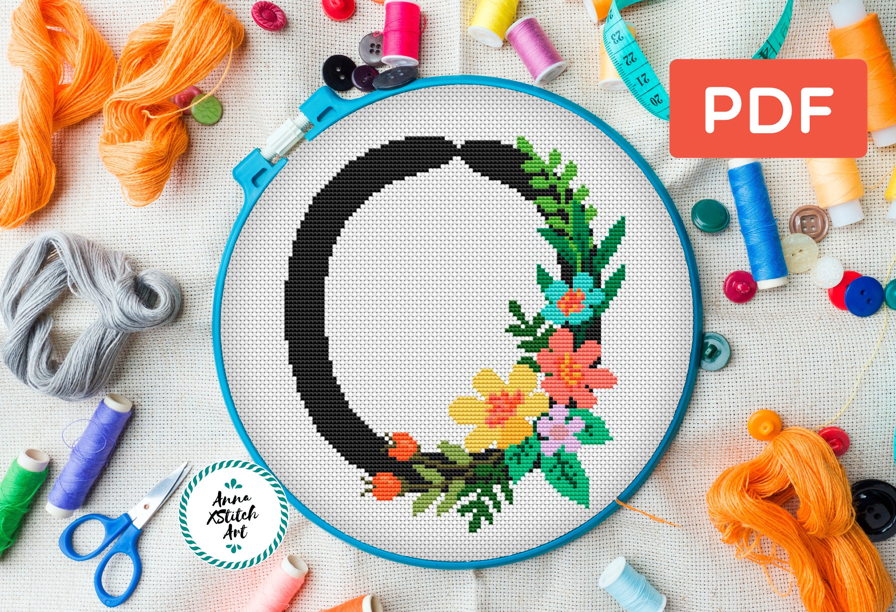 Letter O Cross Stitch Pattern Monogram O Embroidery Initial - Etsy