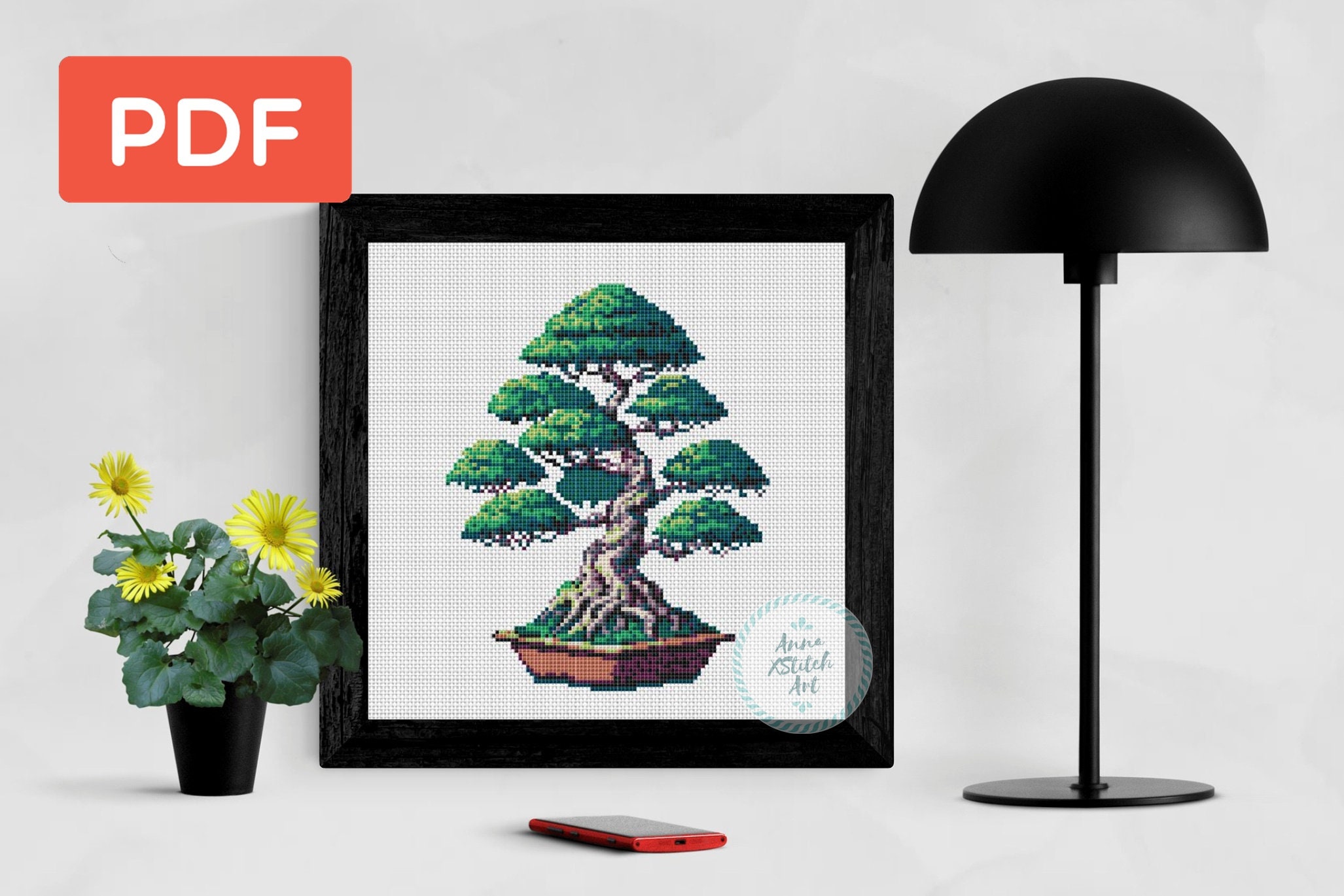 Bonsai Modern Cross Stitch Pattern, Tree Embroidery Art, Instant PDF ...