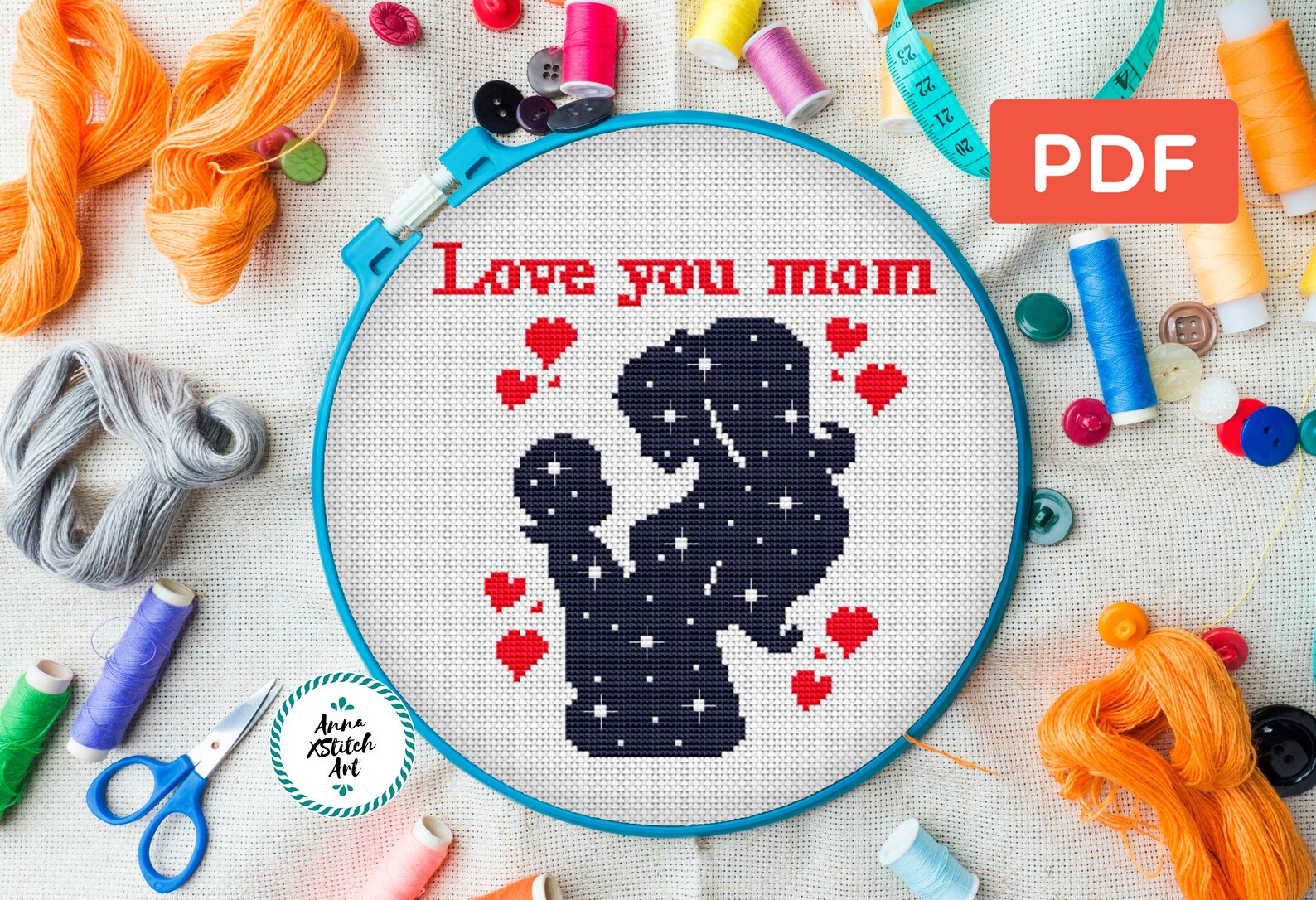 Mom Cross Stitch Pattern Mothers Day Easy Embroidery Design - Etsy