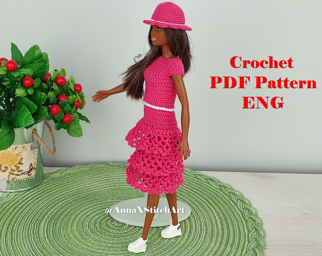 Crochet Doll Clothes Pattern in English, 12 Inch Doll Clothes, Doll ...