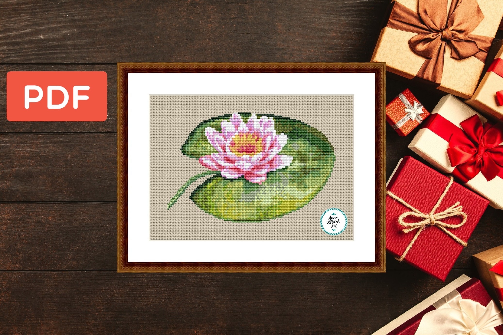 Lotus Cross Stitch Pattern, Plant, Floral, Bright, Botanical Embroidery ...