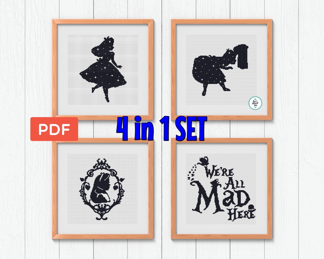 Alice Cross Stitch Pattern Bundle, 4-in-1 PDF Charts, Fantasy ...