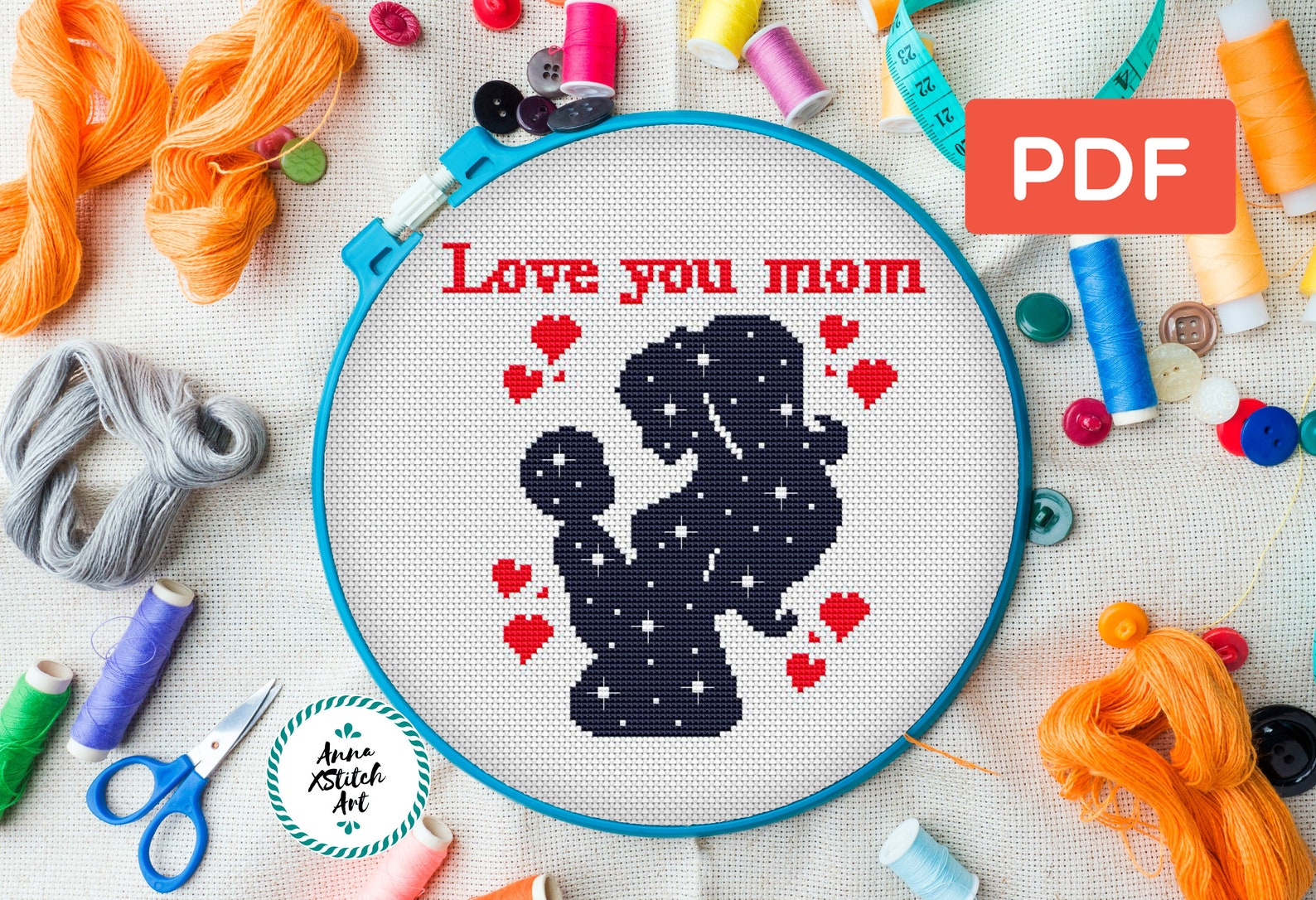 Mom Cross Stitch Pattern Mothers Day Easy Embroidery Design - Etsy