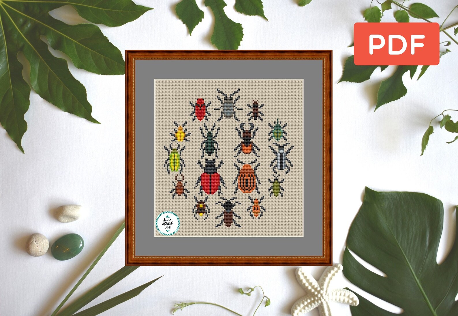 Beetles Collection Cross Stitch Pattern: Insect Embroidery Design (PDF ...
