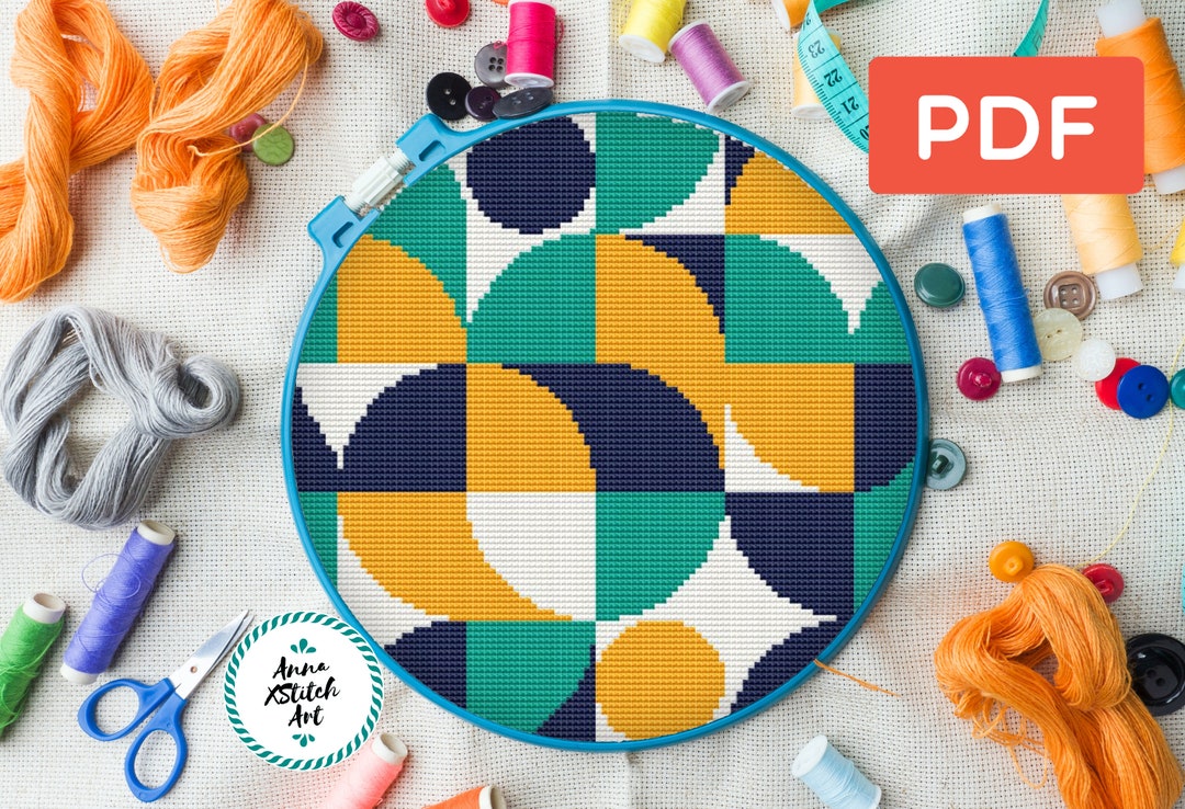 Geometric Circle Cross Stitch Pattern: Modern DIY Decor (PDF Pattern ...