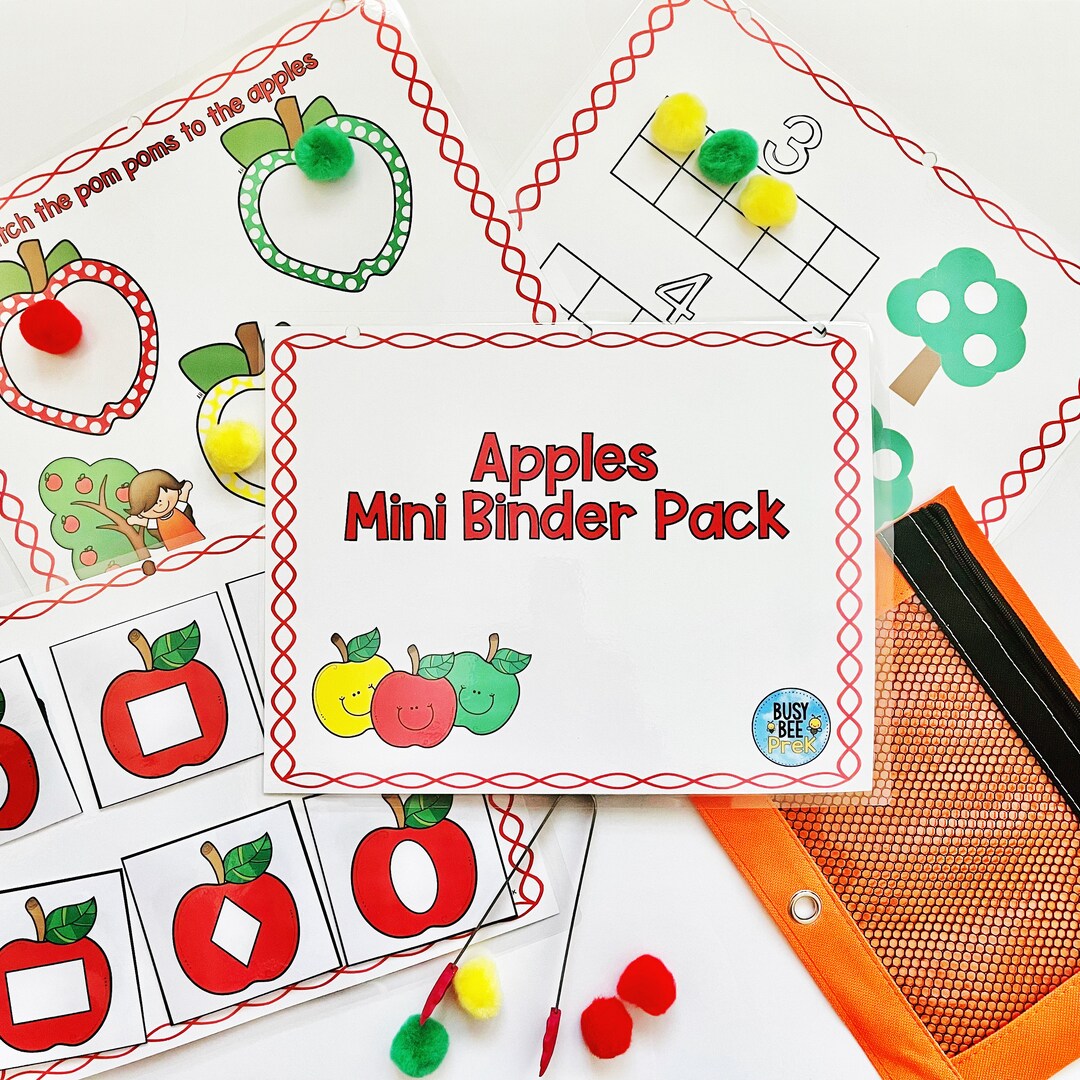 Apple Mini Binder Pack, Apple Activity Pages for Toddler/prek, Toddler ...