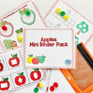 Apple Mini Binder Pack, Apple Activity Pages for Toddler/prek, Toddler ...