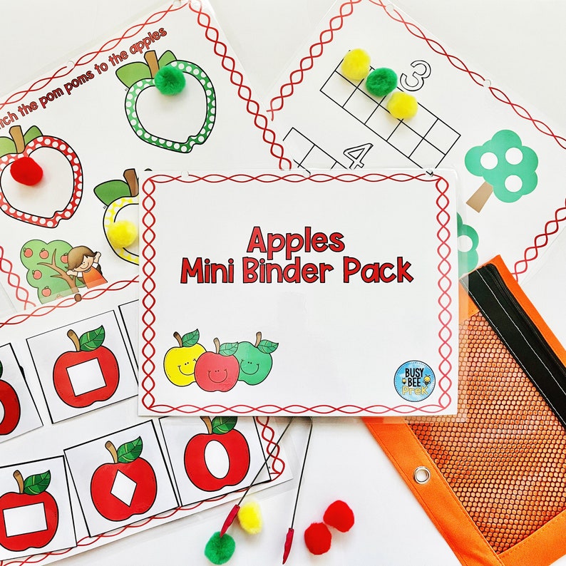 Apple Mini Binder Pack, Apple Activity Pages for Toddler/prek, Toddler ...