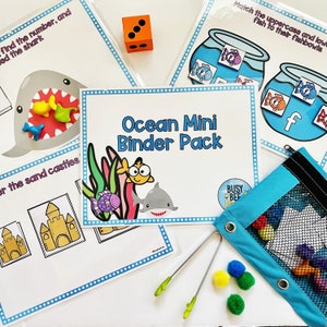 Ocean Mini Binder Pack, Ocean Activity Pages for Toddler/prek, Toddler ...