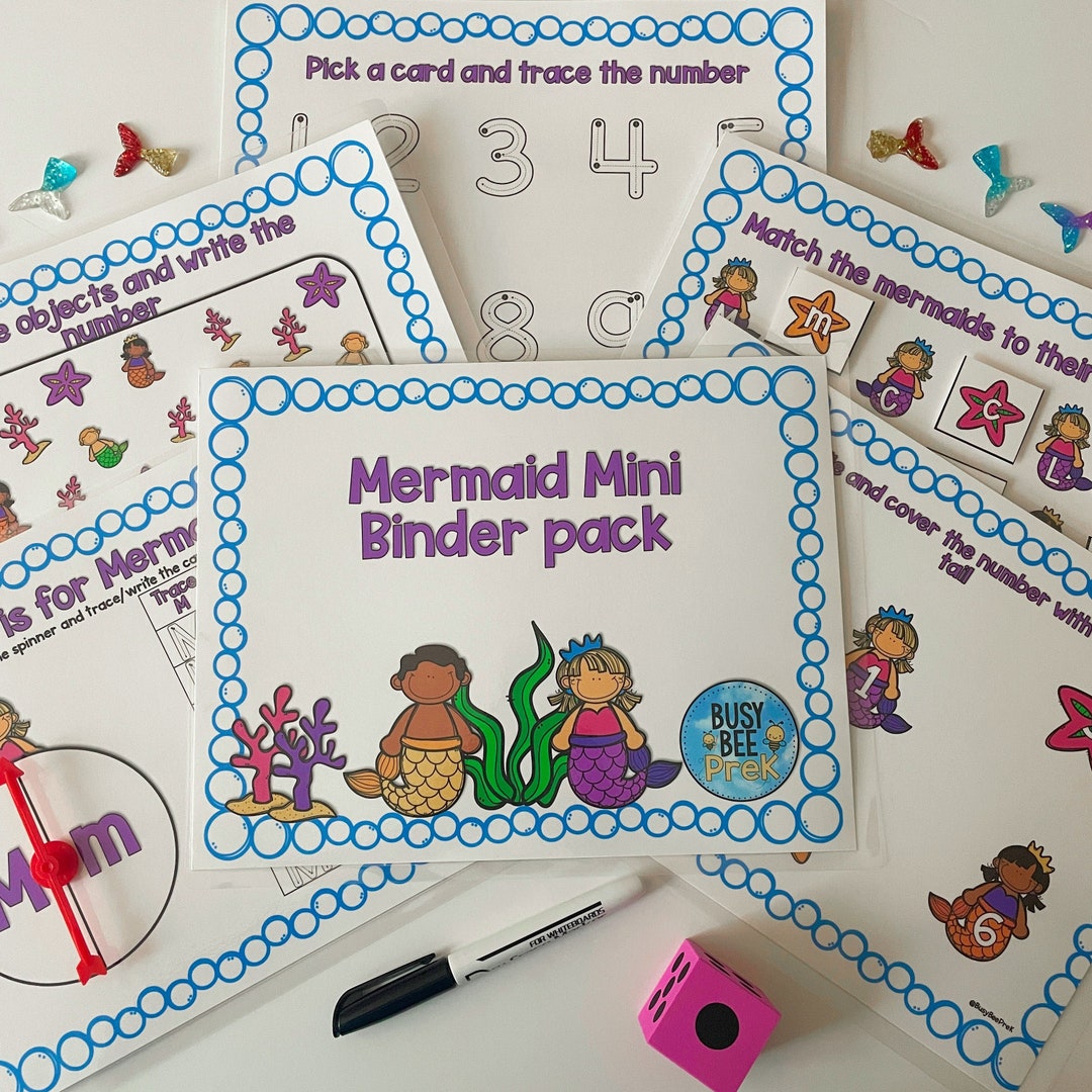 Mermaid Mini Binder Pack, Mermaid Busy Book, Preschool Busy Book ...