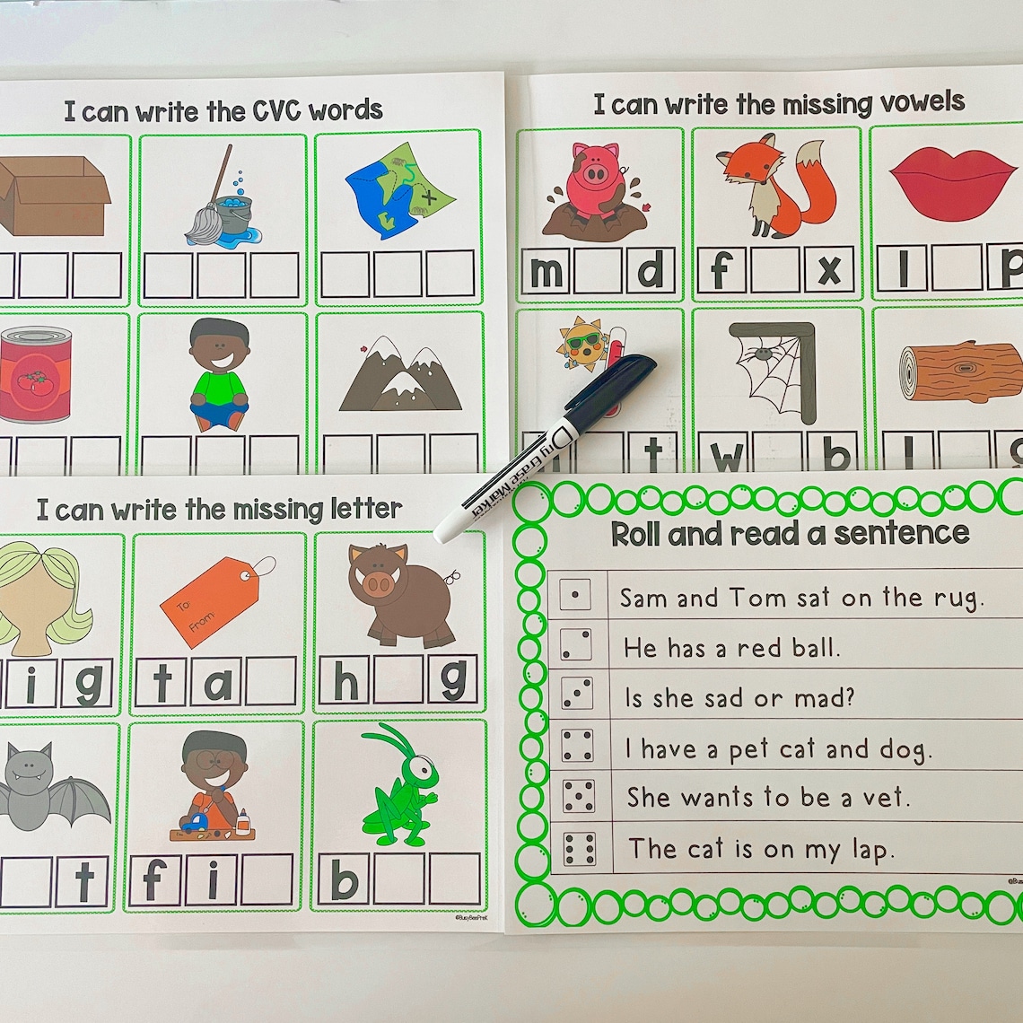 Printable CVC Words Mini Binder Pack Learn to Read Digital - Etsy