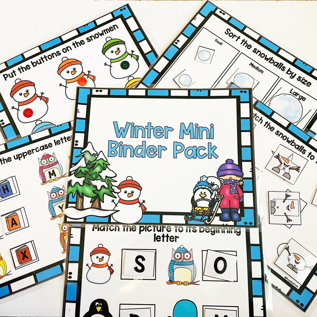 Toddler/preschool Winter Mini Binder Pack, Winter Preschool Activity ...
