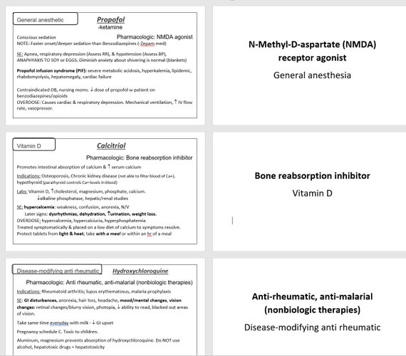 Pharmacology Flash Cards and Template | Etsy