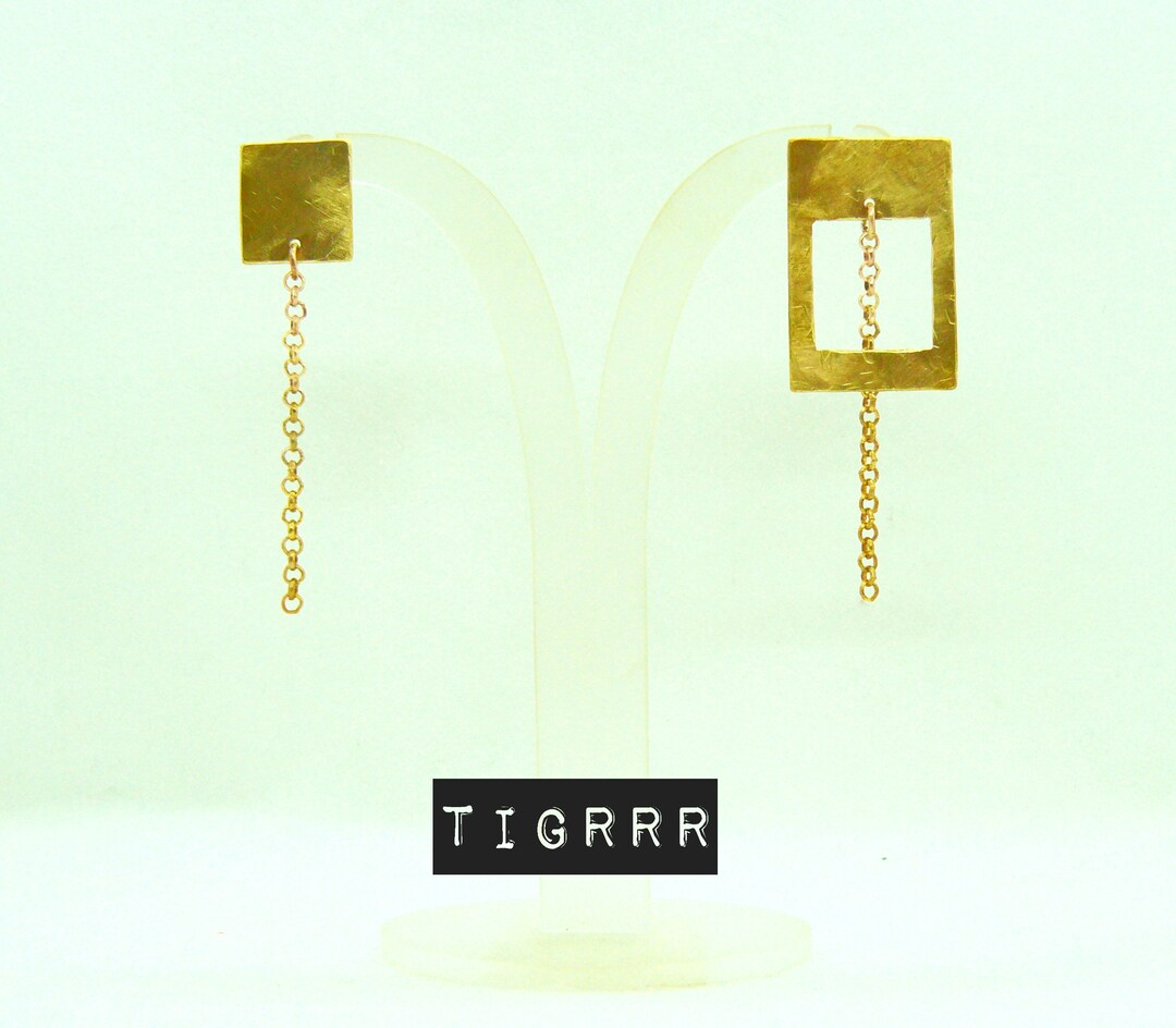 Asymmetrical Recycled Rectangle Earrings - Etsy