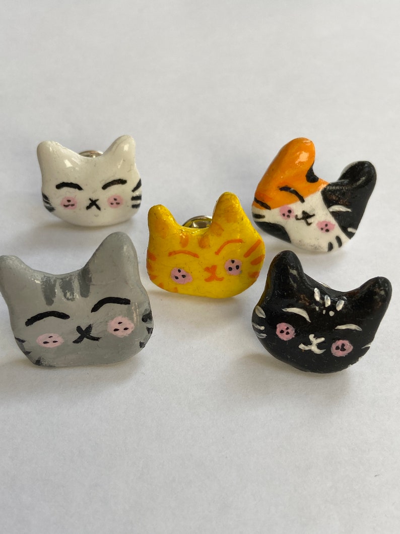 Kitten Clay Handcrafted Pins - Etsy