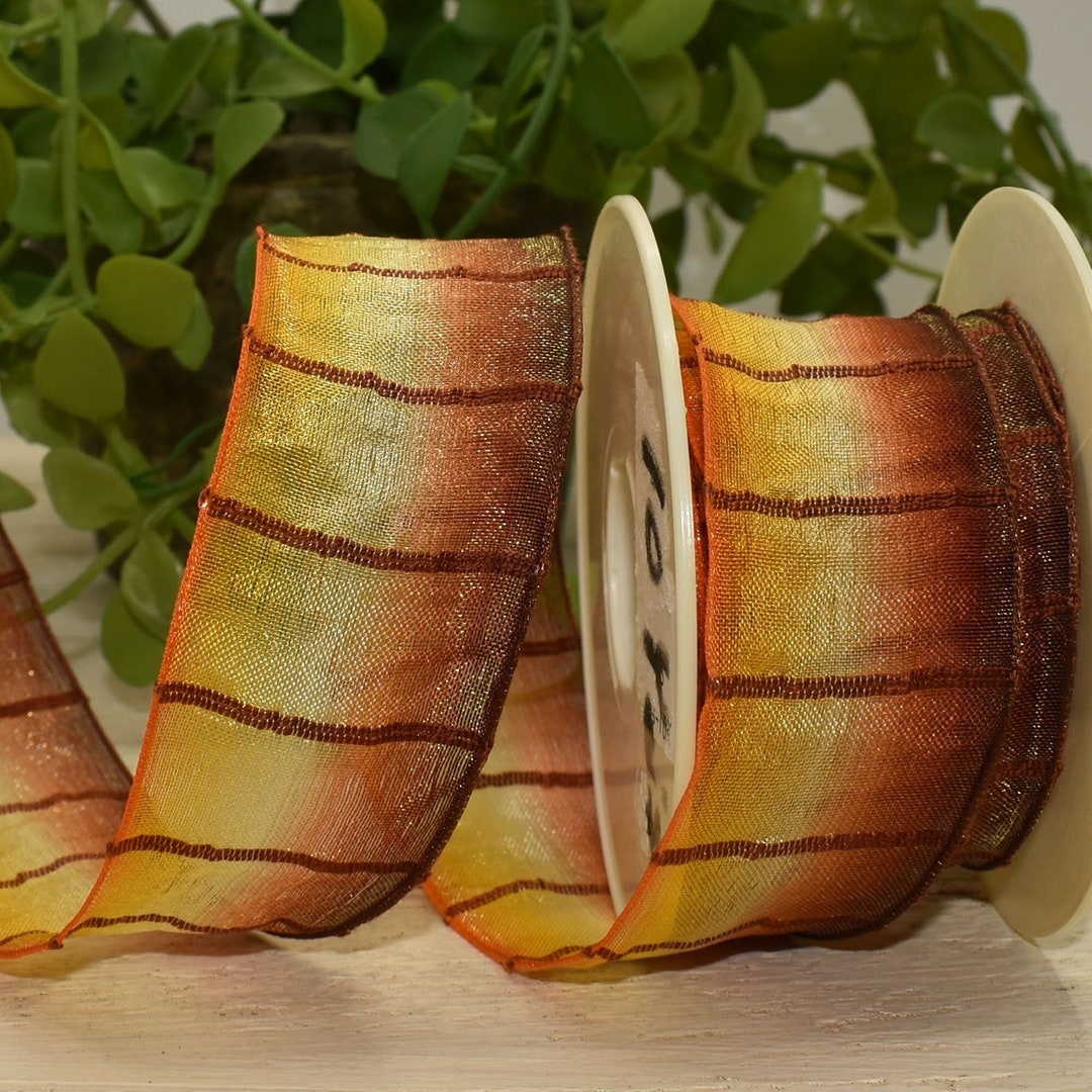 Ombre French Wired Ribbon, 9ft X 1.5"w, Made in France, Autumn Fall ...