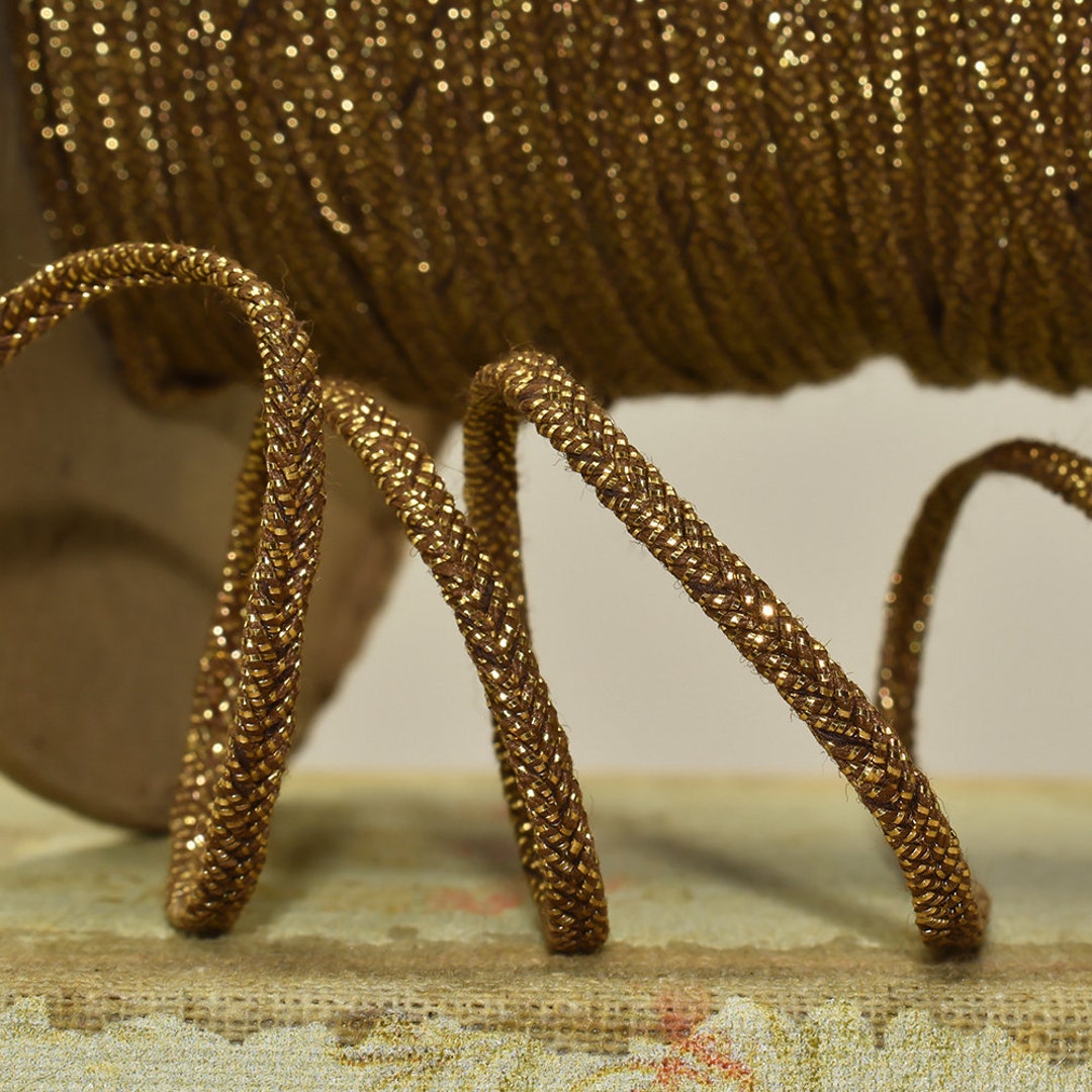 6ft Vintage Brown and Gold Metallic Braid Gimp Passementerie Decorative ...