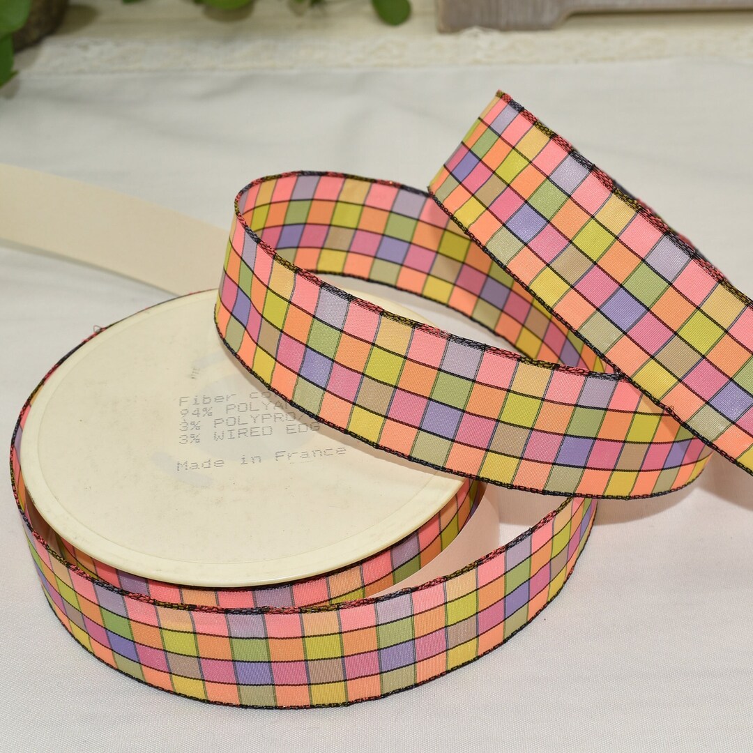 Vintage French Pastel Wired Ribbon, 6ft X 1 1/8"w, Made in France ...