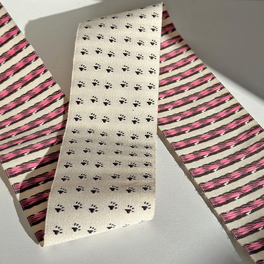 Paw Prints Jacquard Ribbon - 2”W - Dog Puppy Pet Woven Trim (ivory ...