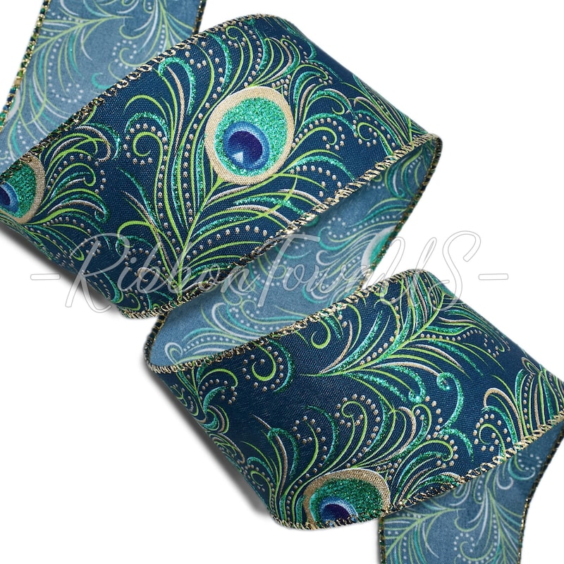 Gold and Peacock Ribbon - Etsy