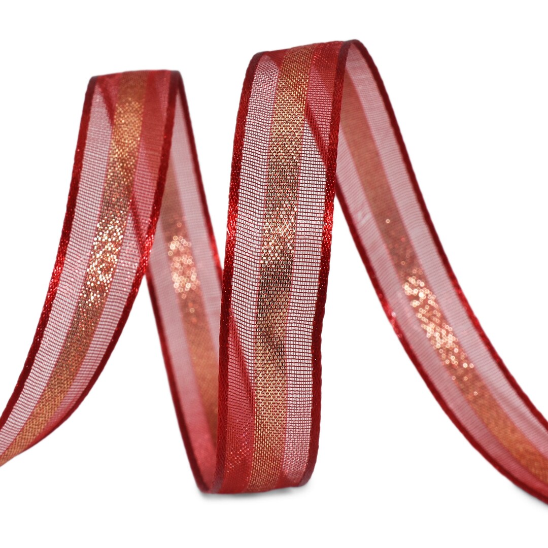Whole Spool Red Ribbon, 25 YDS X 7/16"w, Valentine's Day, Red Gold ...